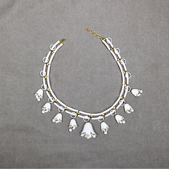 sandor | Jewelry | Vintage Sandor Gold Tone White Enameled Lily Flower ...